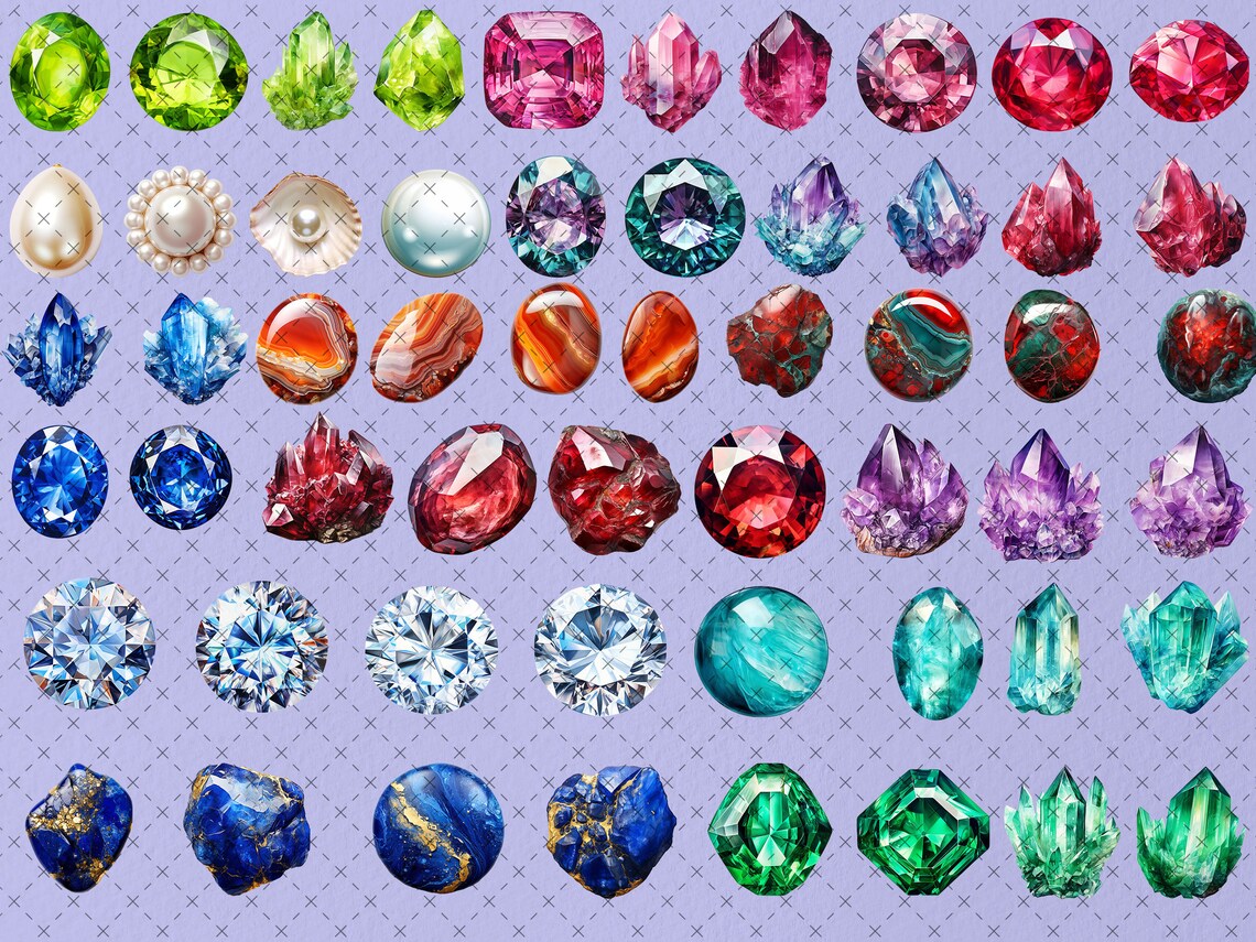 84 Birthstones Clipart Bundle, Digital Illustration Pack, Clip-art ...