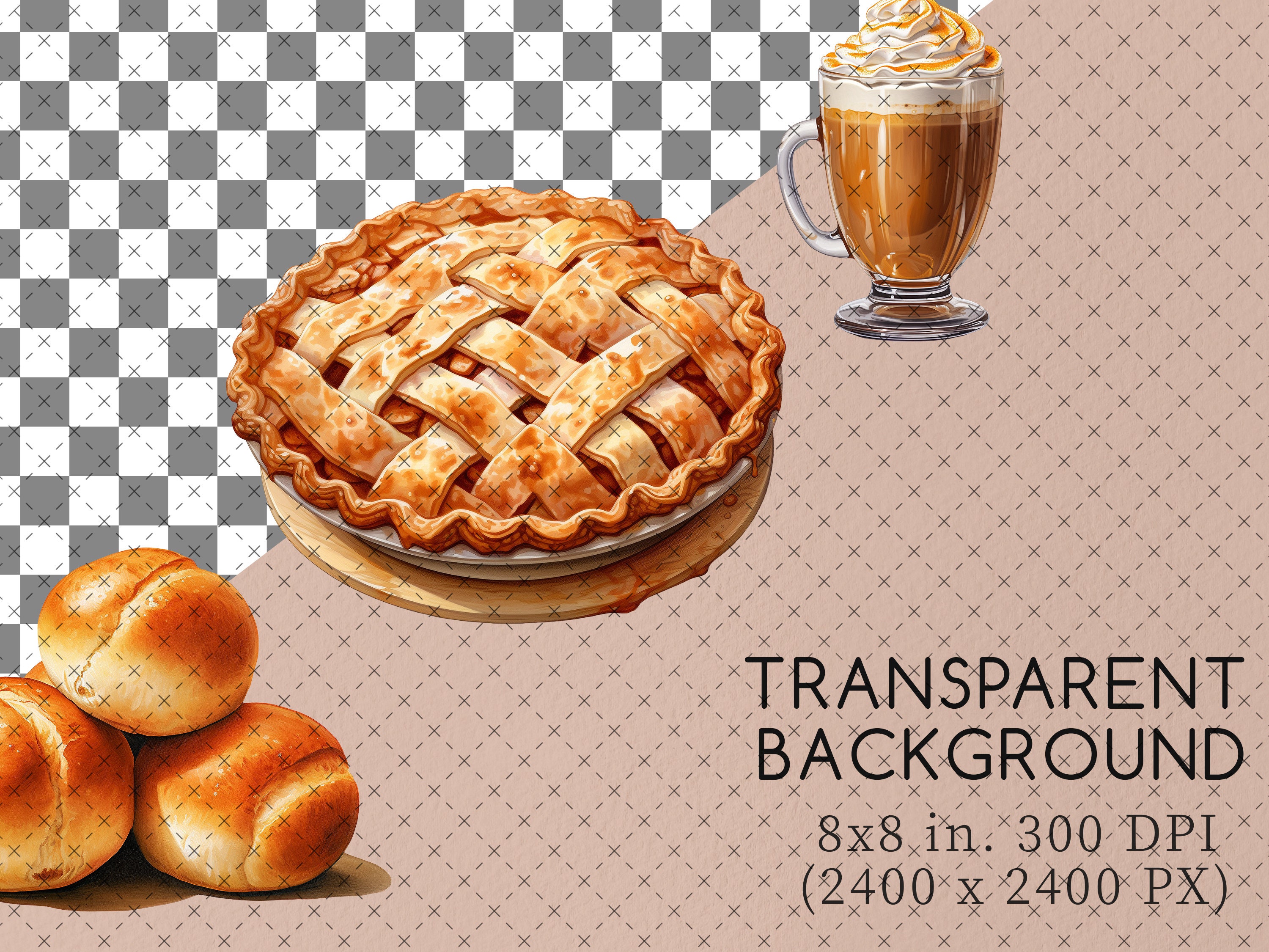 67 Thanksgiving Feast Cute Digital Clipart Bundle, Watercolor ...