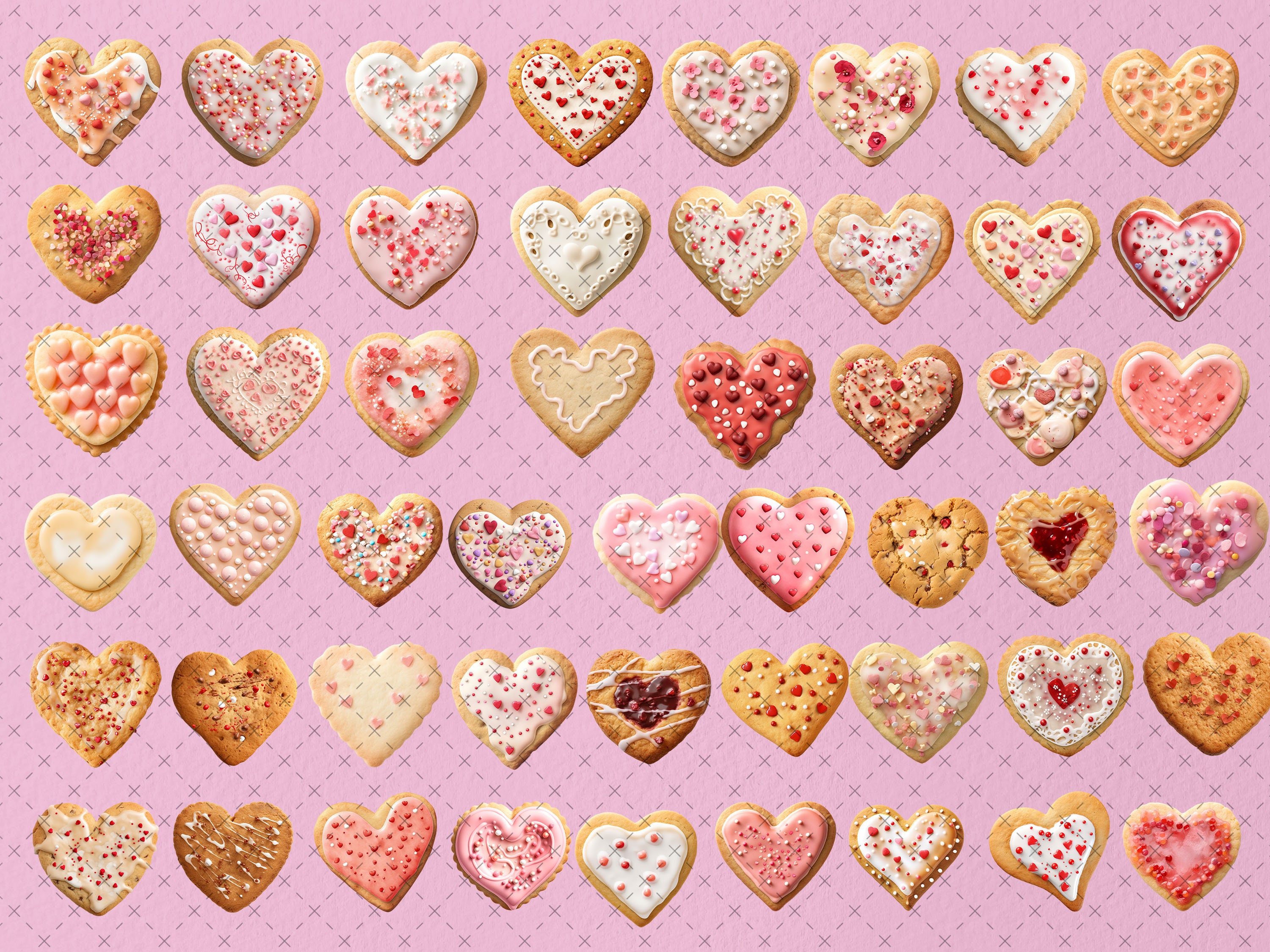Heart Cookie Clipart Bundle, 51 PNG Illustrations (digital Download) - Etsy