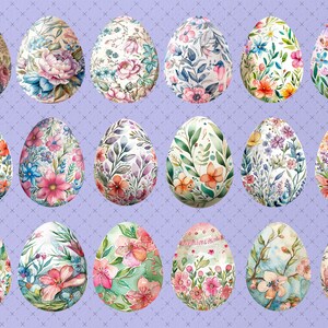 Floral Easter Egg Watercolor Clipart Bundle, 72 Pngs (digital Download ...