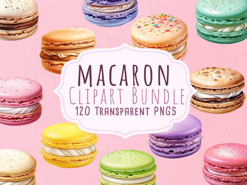 120 Yummy Macaron Digital Clipart Bundle, Digital French Macaron ...
