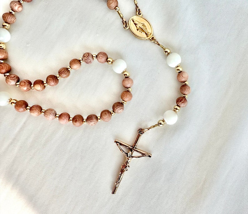 Modern Rosewood Catholic Rosary - Gold - Catholic Rosary - Gemstone ...
