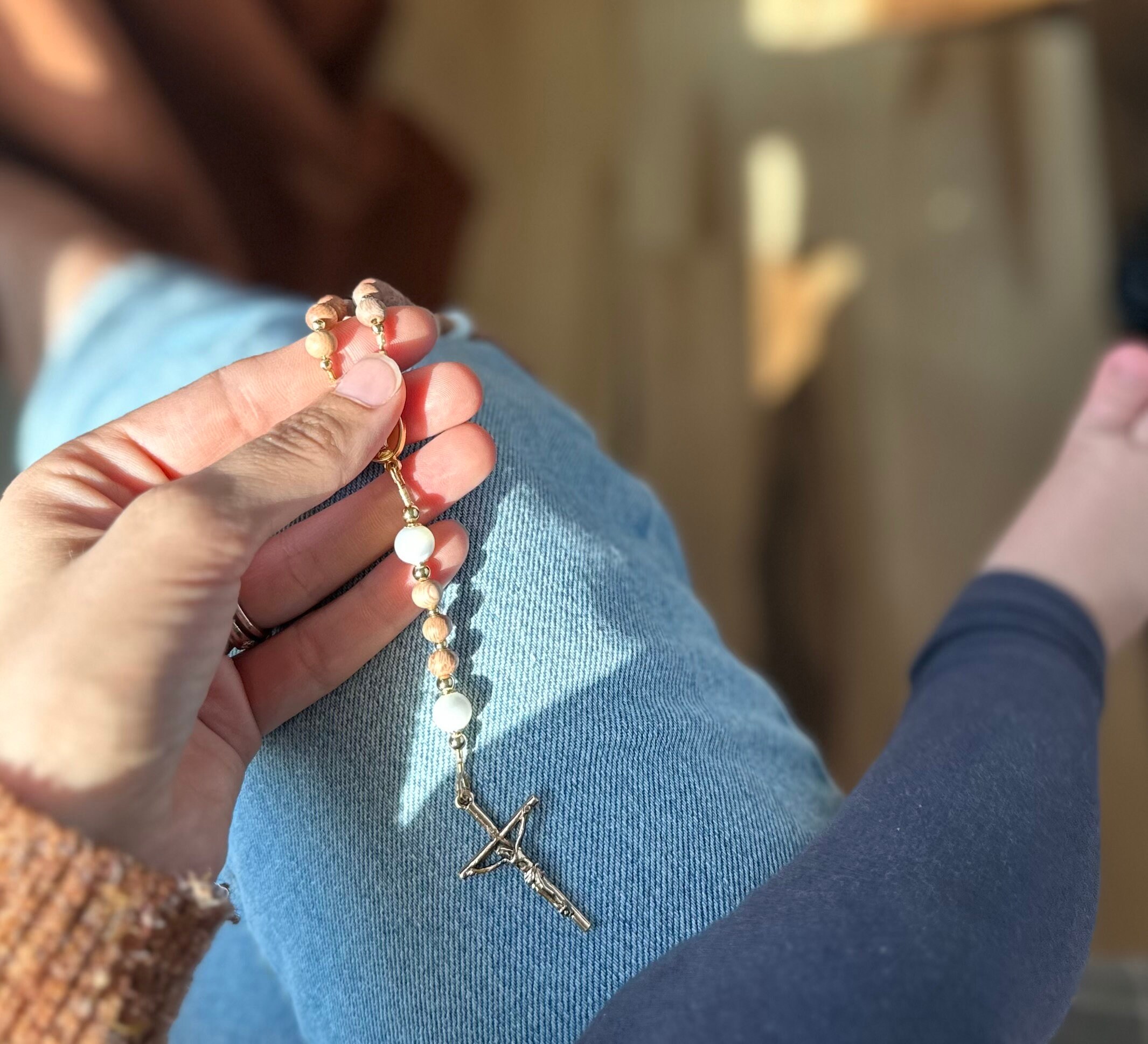 Modern Rosewood Catholic Rosary - Gold - Catholic Rosary - Gemstone ...
