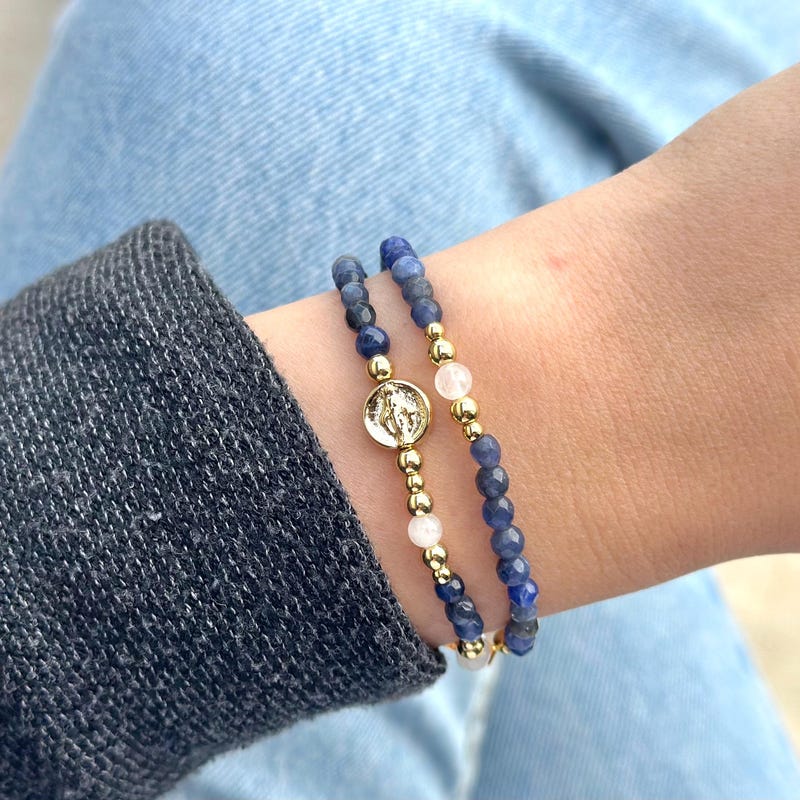 Dainty Blue Rosary Bracelet - Etsy