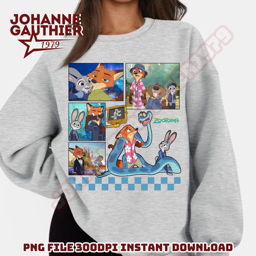 Zootopia Disney Checkered Cartoon Style PNG, Cute Judy Bunny and Nick ...