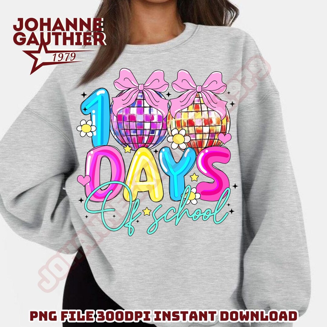 100 Days of School PNG, Groovy 100 Days of School Disco Ball Shirt ...