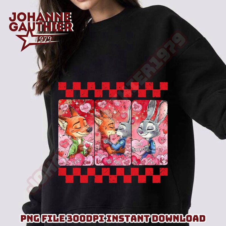 Disney Zootopia Valentine Preppy PNG, Nick and Judy Love Shirt Design ...