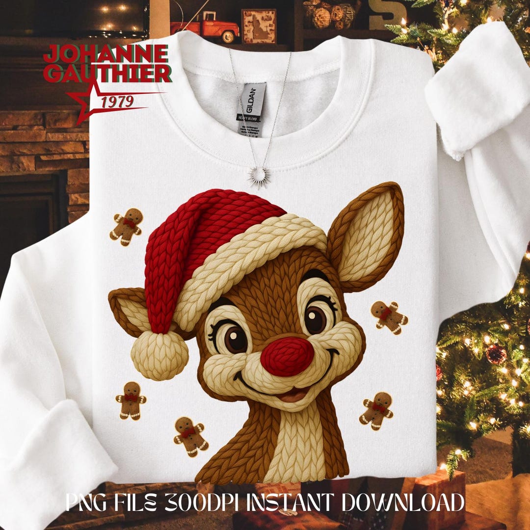 Christmas Reindeer Rudolph Red Nose and Gingerbread Cookie PNG, Latch ...