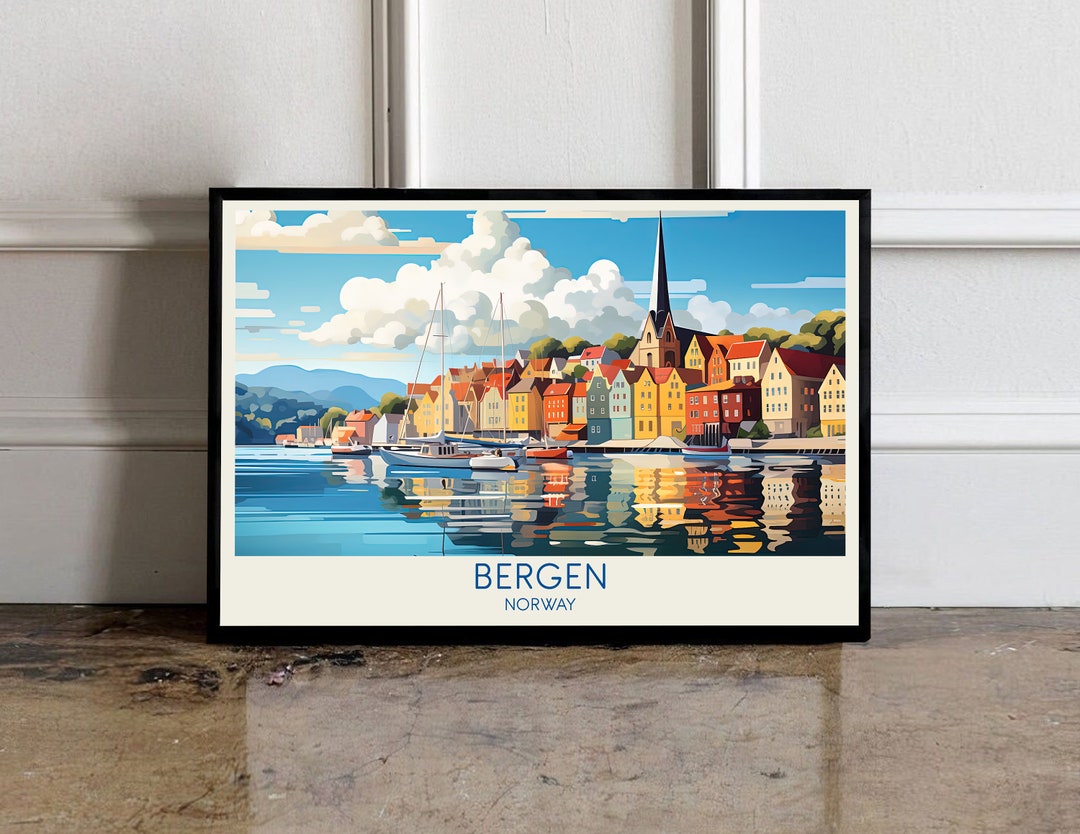 Bergen Poster Bergen Print Bergen Art Norway Poster - Etsy