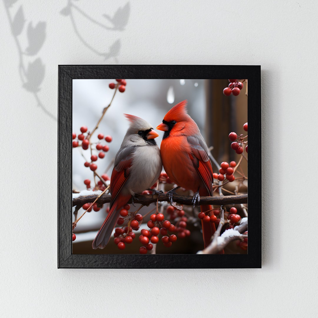 Cardinal Couple, Love Bird Wall Art Poster, Animal Bird Lover Gift ...
