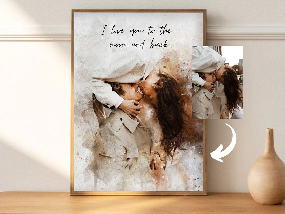 Custom Portrait Personalized Illustration Watercolor Portrait Boyfriend ...