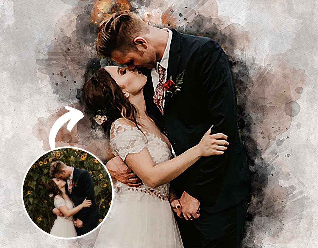 Abstract Wedding Art Couple Portrait Gift for Bride Photo - Etsy