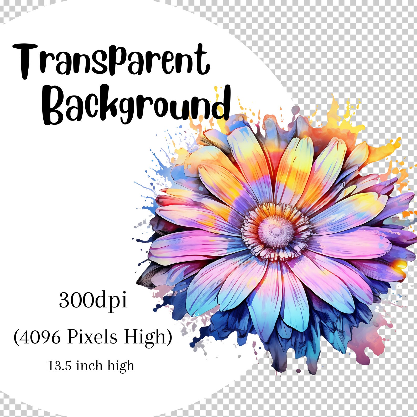 Daisy Clipart Watercolor Style Electric Neon Png Floral Designs Paint ...