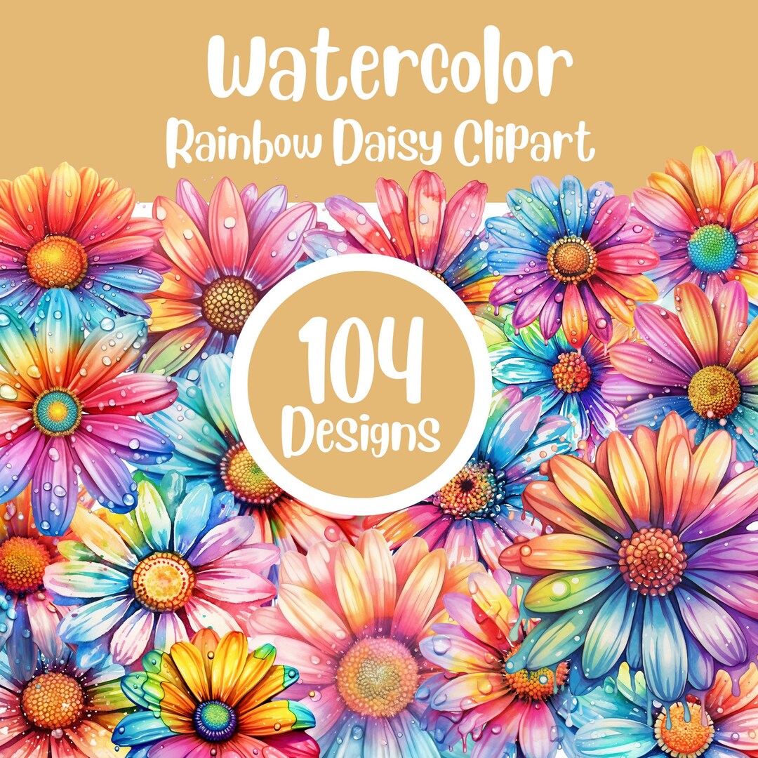 Daisy Clipart Watercolor Style - Rainbow Flower Png - Floral Designs ...