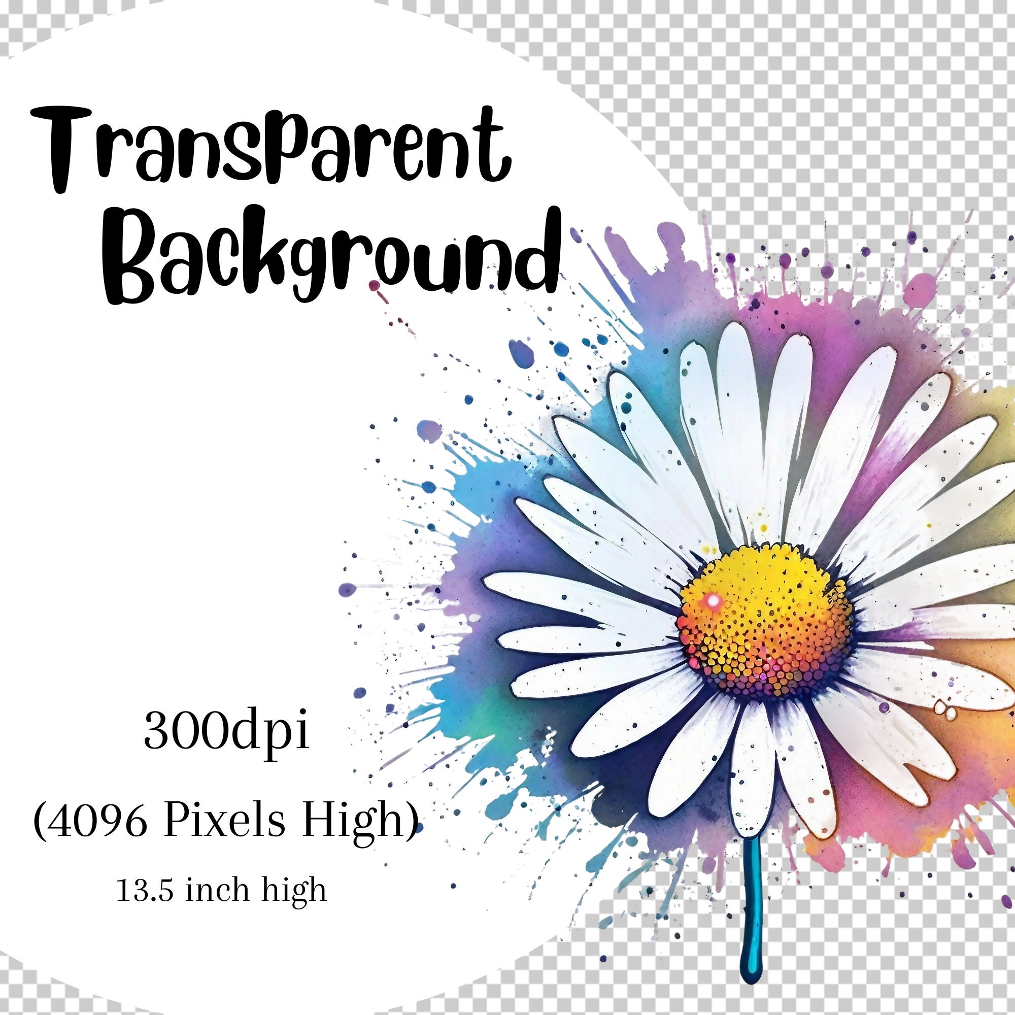 Daisy Clipart Watercolor Style - Rainbow Flower Png - Floral Designs ...