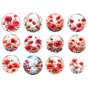 Poppy Clipart - Watercolor Style - Circle Png - Floral Designs ...