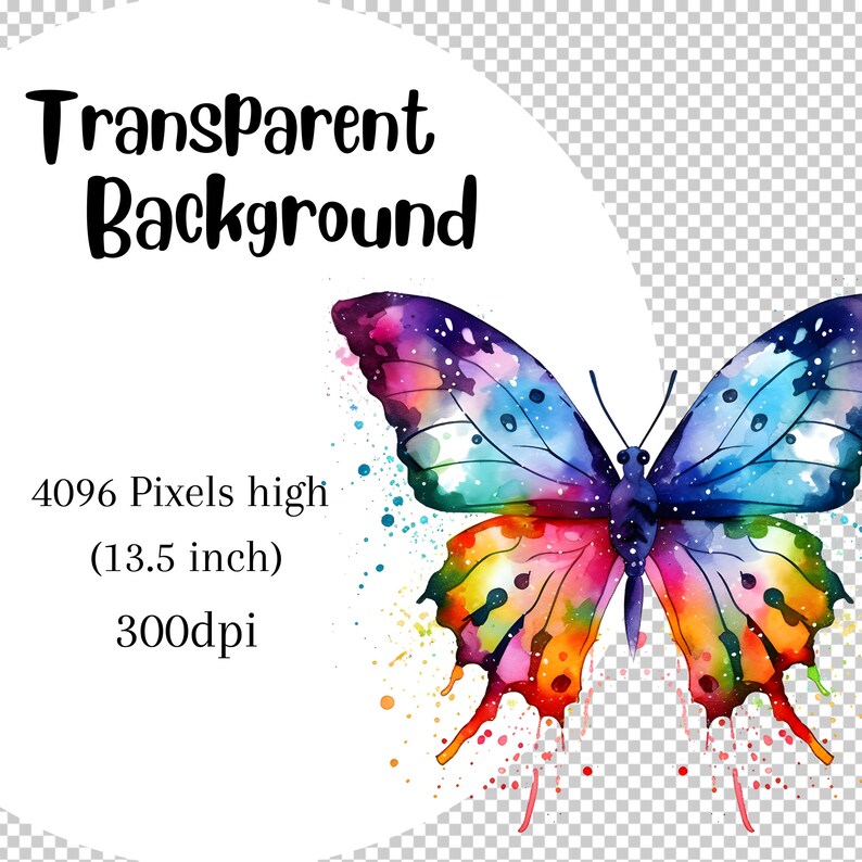Rainbow Butterfly Clip Art - Watercolor Style - Multicolored Png ...