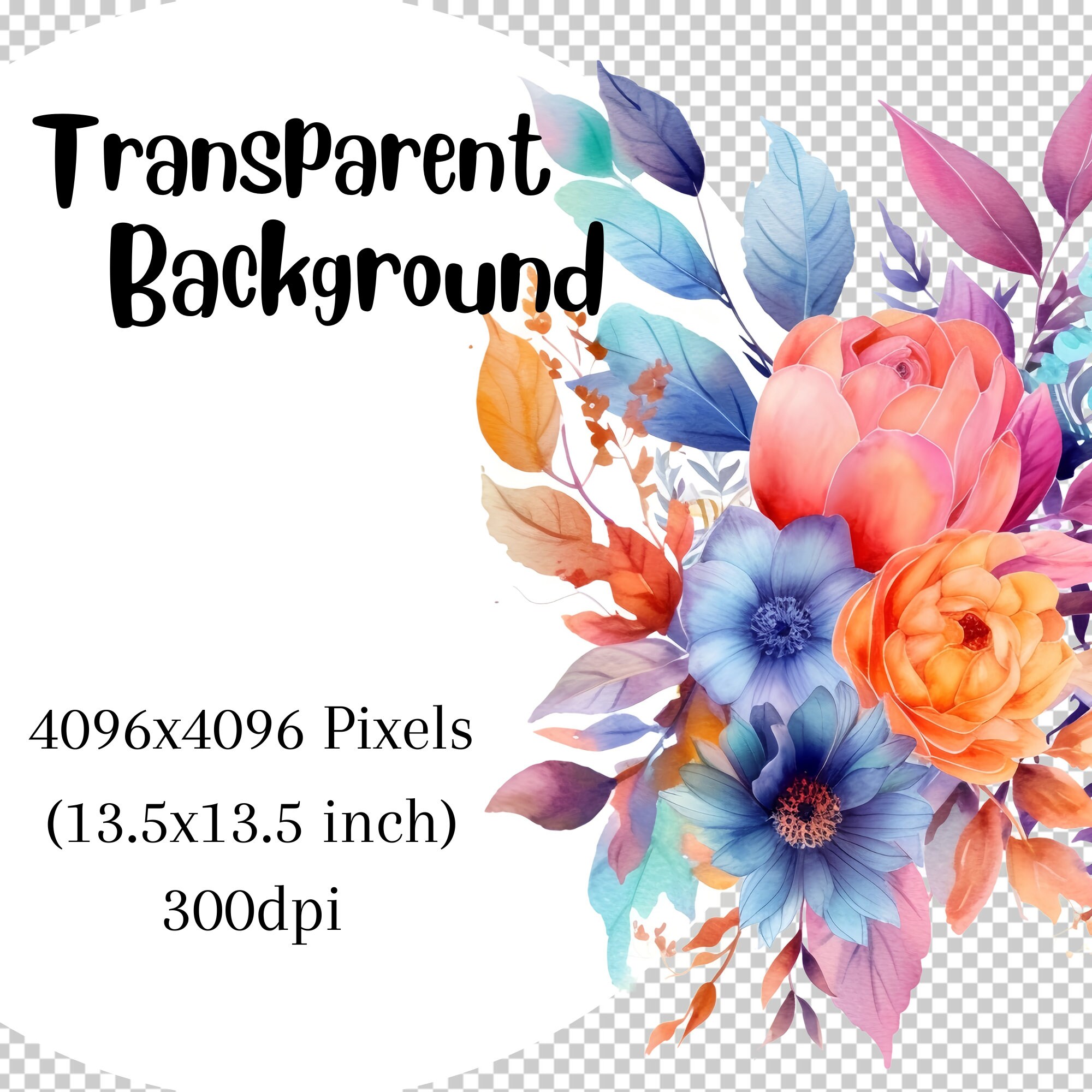 Rainbow Flowers PNG Bundle - Watercolor Floral Clipart Bouquets ...