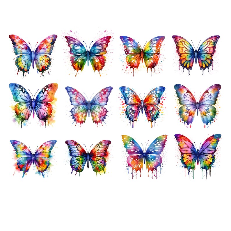 Rainbow Butterfly Clip Art - Watercolor Style - Multicolored Png ...