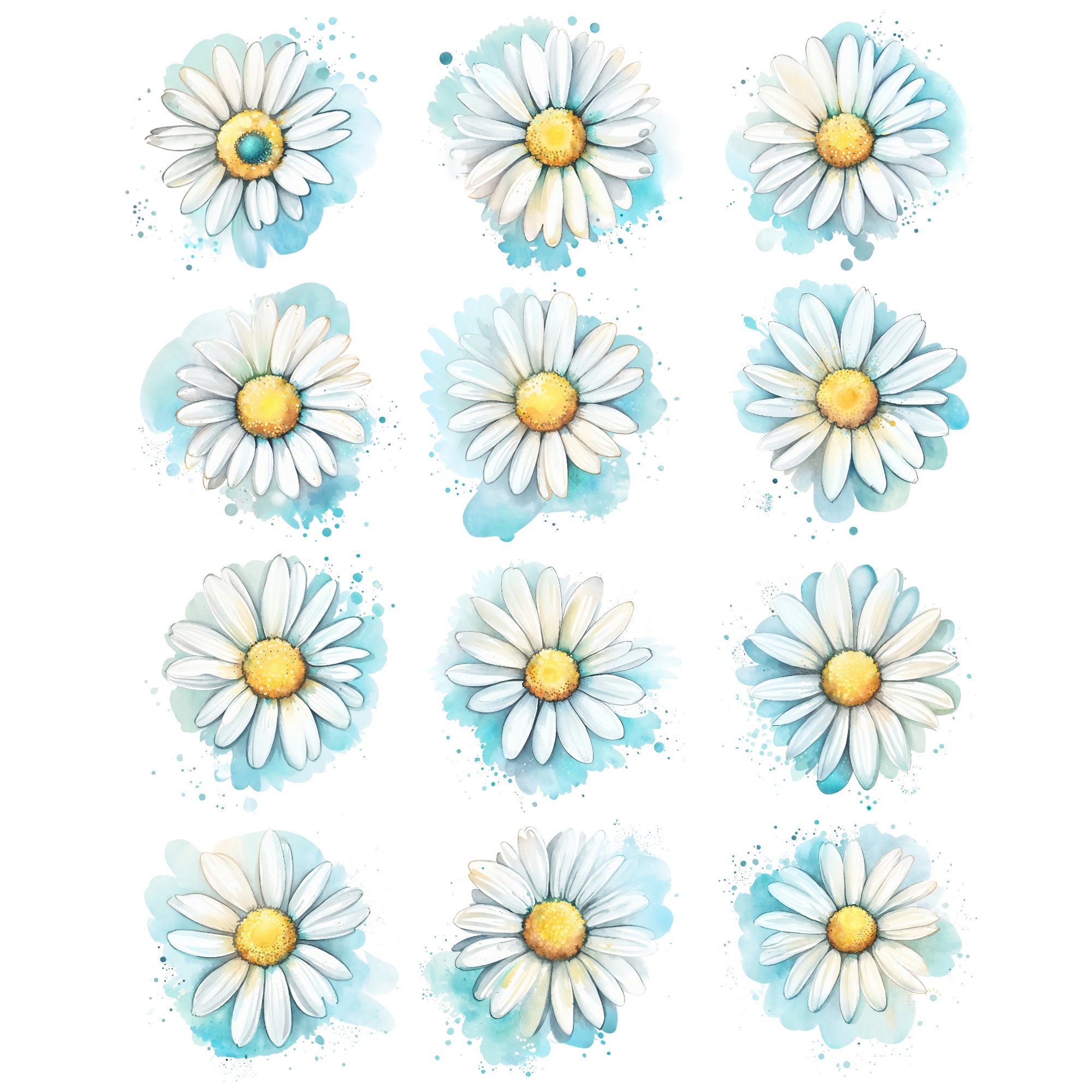 Daisy Clipart Watercolor Style - Flower Png - Floral Designs - Blue ...
