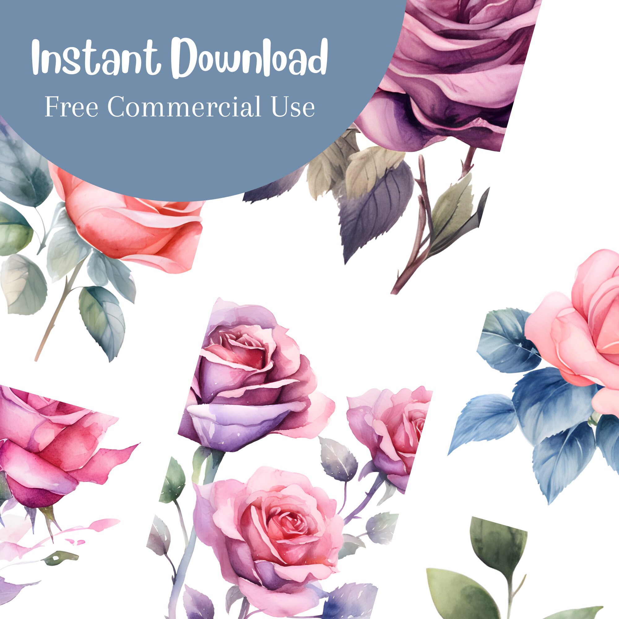 Rose Clipart Bundle Flower Png Garden Roses Card Making Junk Journal ...