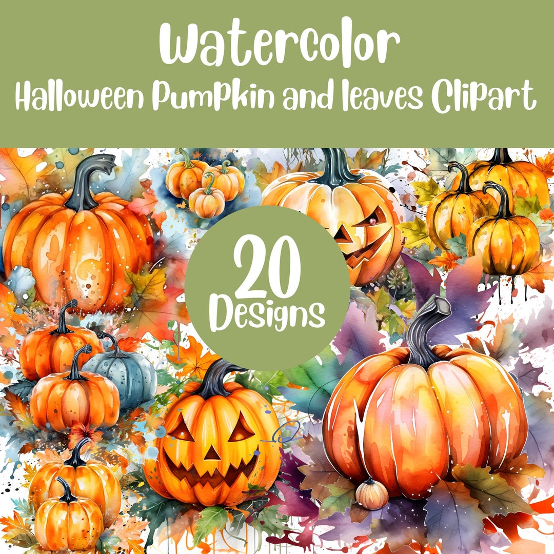 Halloween Pumpkin Png Clipart Bundle Autumn Watercolor - Etsy