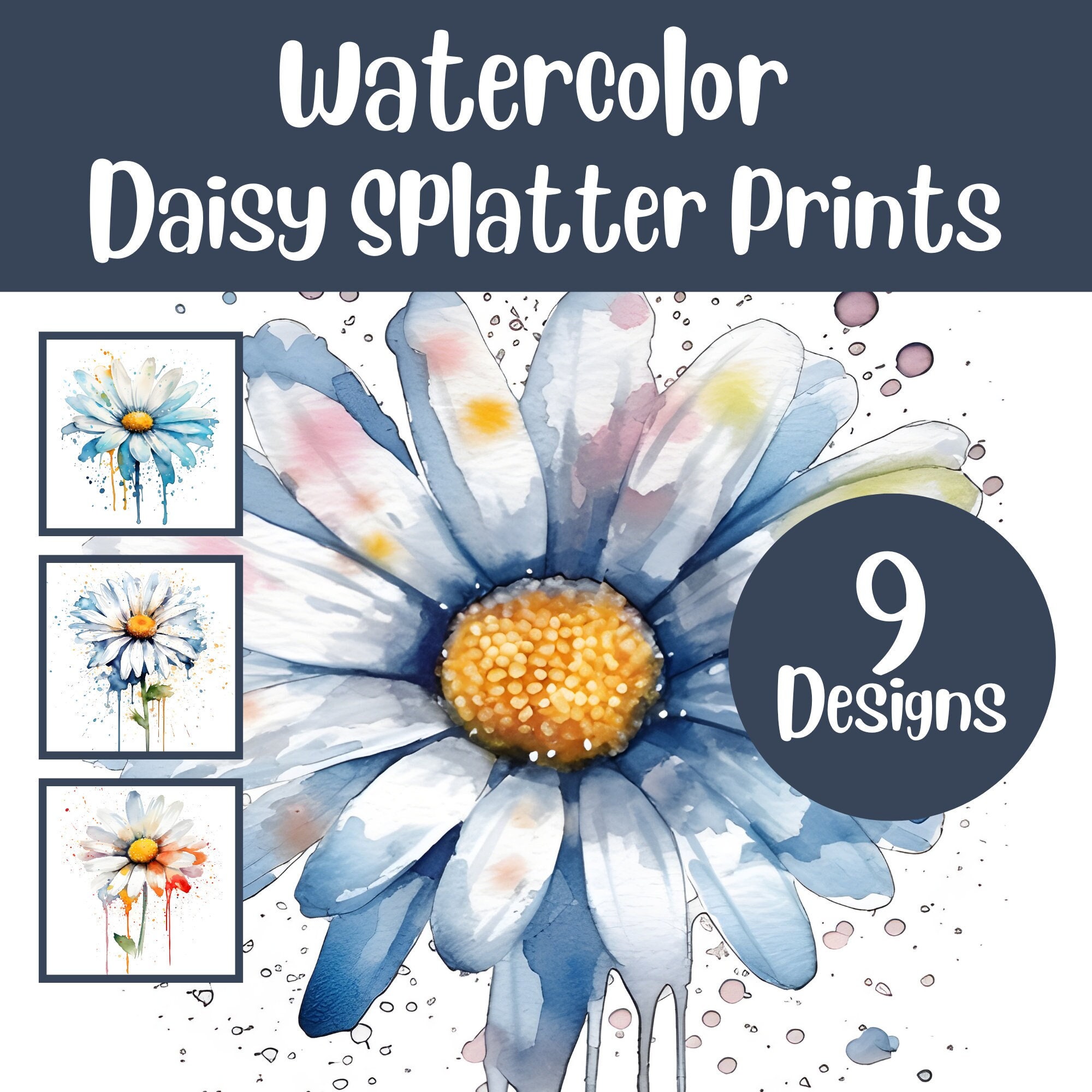 Daisy Clip Art Print - Flower Bundle - Digital Illustration - Paper ...