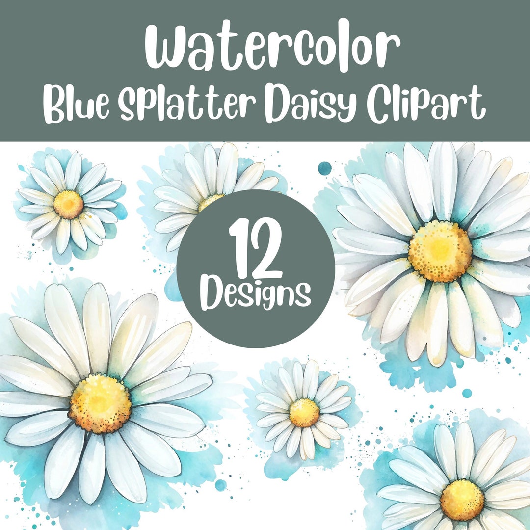 Daisy Clipart Watercolor Style - Flower Png - Floral Designs - Blue ...
