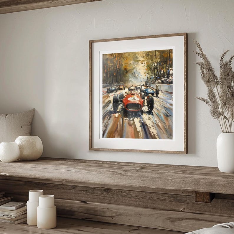 Vintage F1 Silverstone Oil Painting: Motorsport Art Print (digital ...