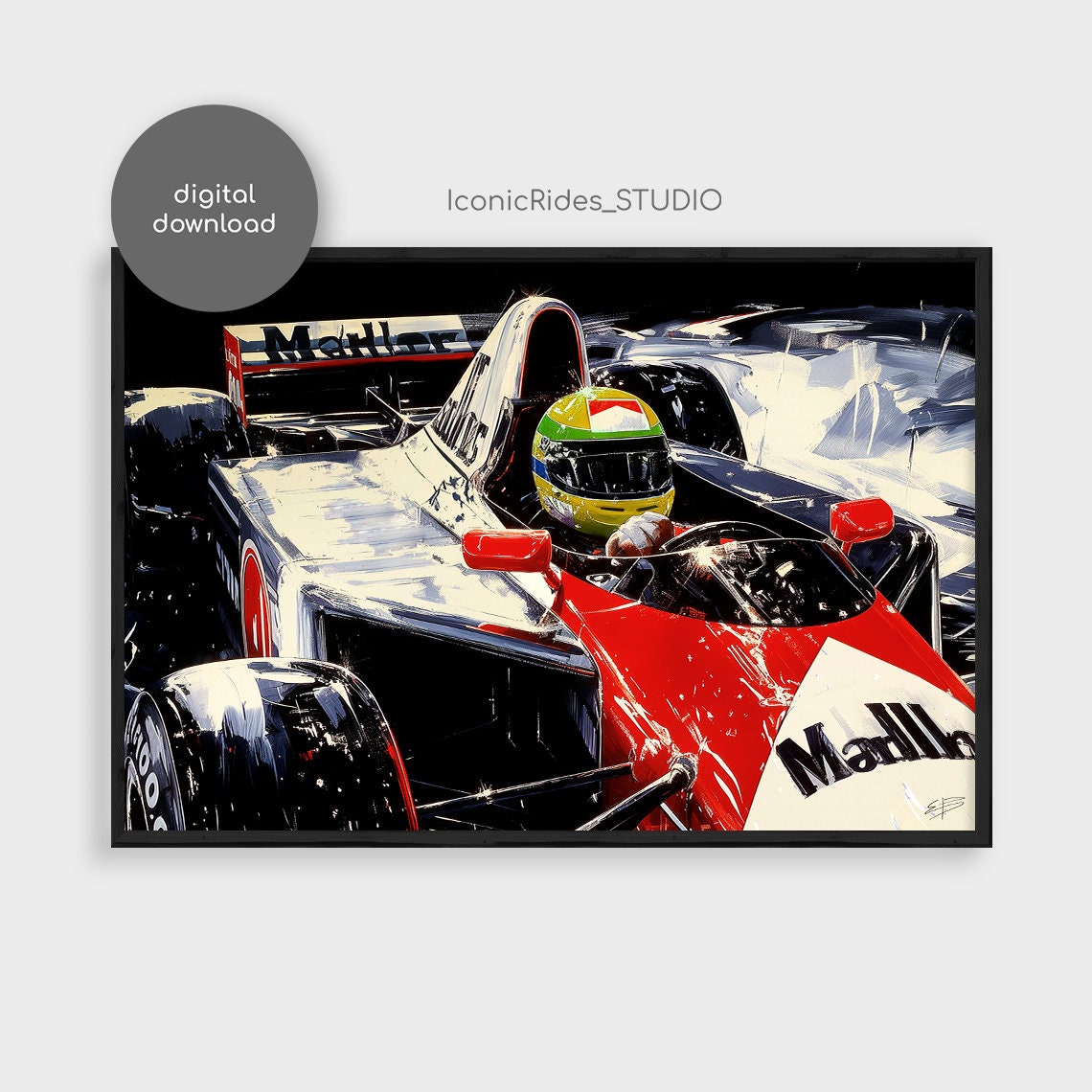 Ayrton Senna Mclaren MP4/8A Oil Painting - F1 Poster (digital Download ...