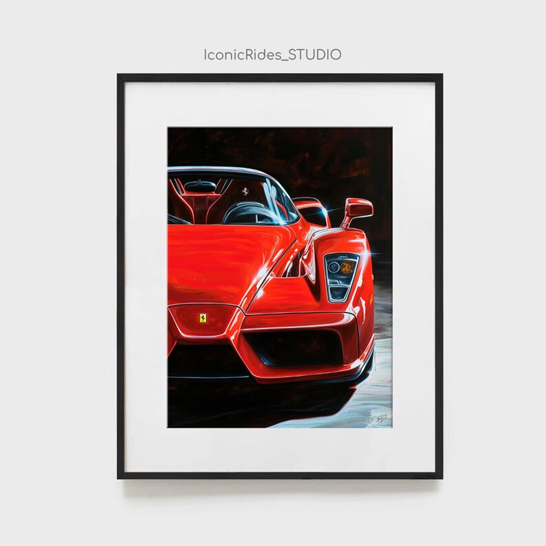 Enzo Ferrari Supercar Oil Painting: Classic Car Wall Art (digital ...