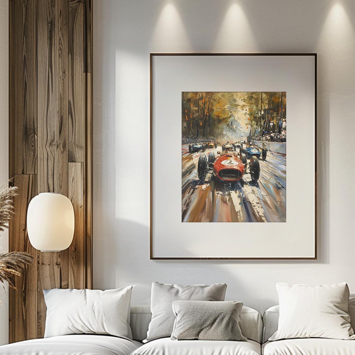 Vintage F1 Silverstone Oil Painting: Motorsport Art Print (digital ...