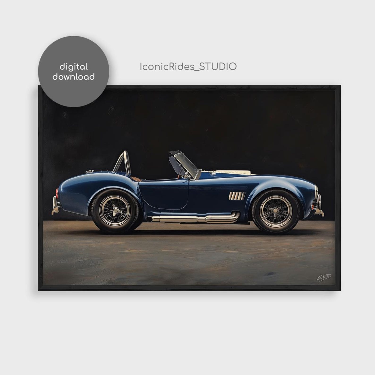 Vintage Shelby Cobra Oil Painting: Classic Car Poster (digital Download ...