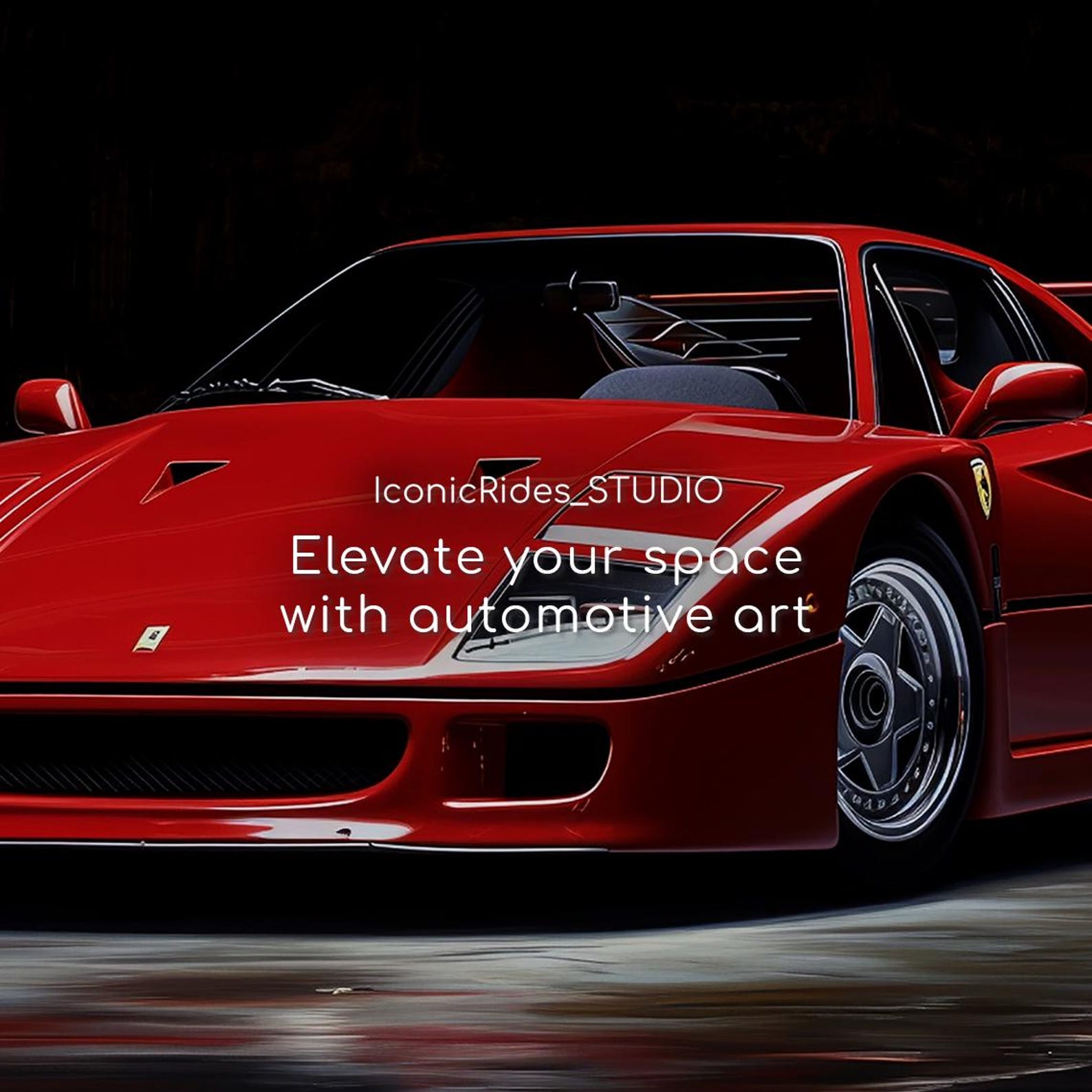 Oil Painting Ferrari F40, Automotive Timeless Poster, Ferrari Painting ...