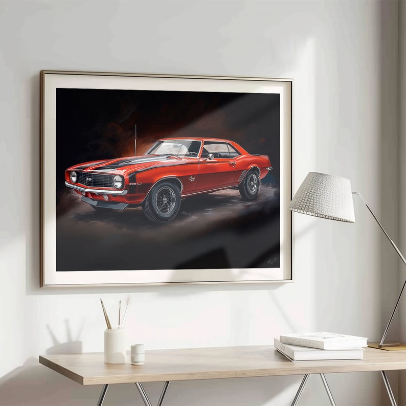 Chevrolet Camaro SS Poster – Muscle Car Painting – Classic Chevy Wall ...
