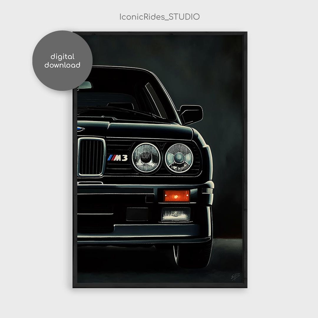 BMW M3 E30 Painting, BMW Wall Art, Automotive Poster, Classic Sport Car ...