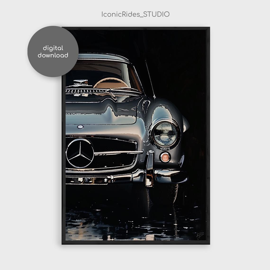 Mercedes-benz 300 SL Oil Painting: Classic Car Art (digital Download ...