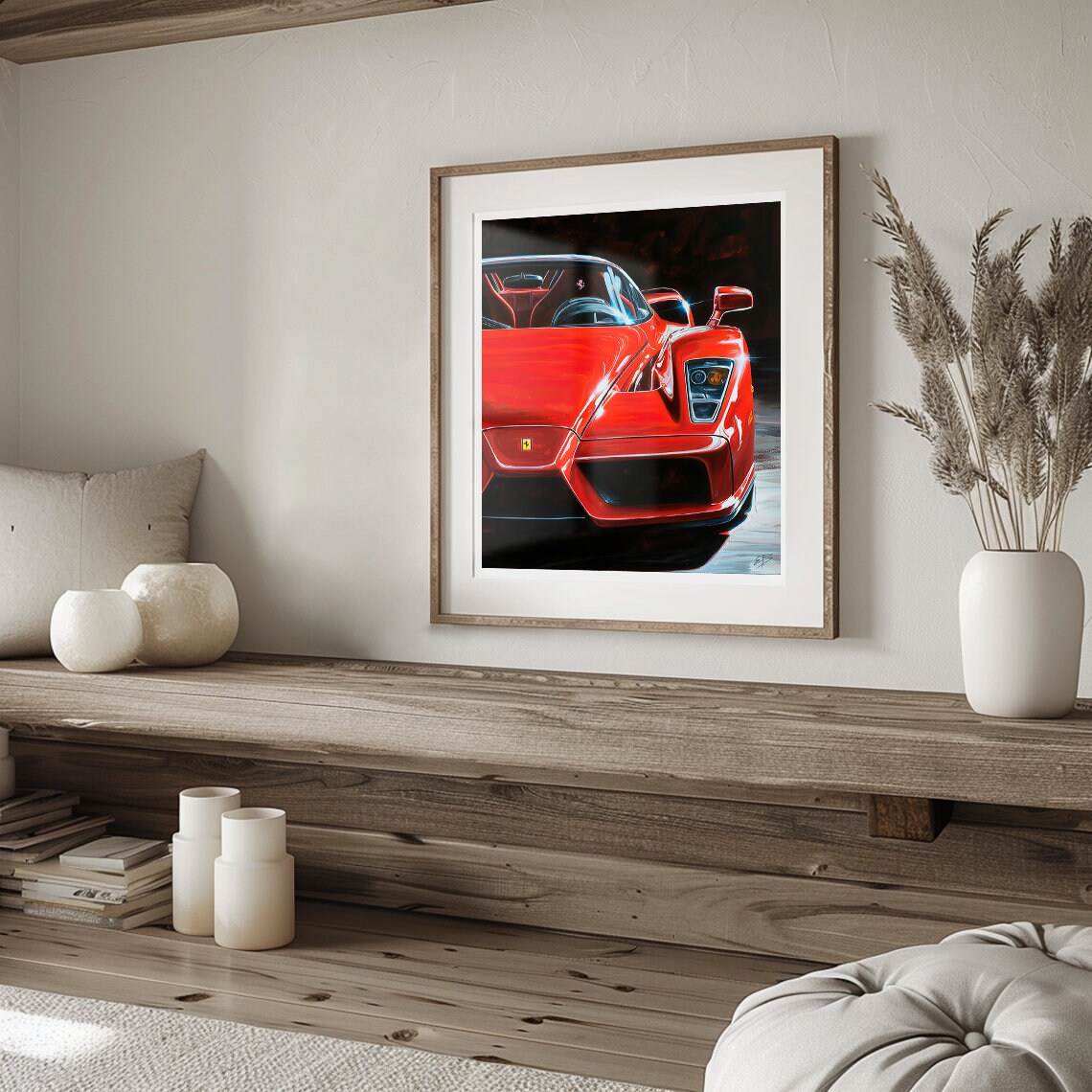 Enzo Ferrari Supercar Oil Painting: Classic Car Wall Art (digital ...