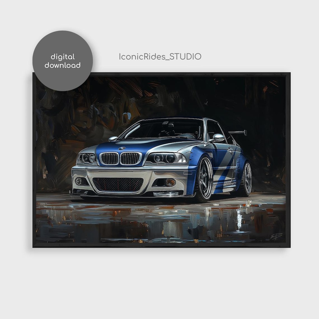 BMW M3 GTR E46 Poster - Oil Painting Style Automotive Art - Need for ...
