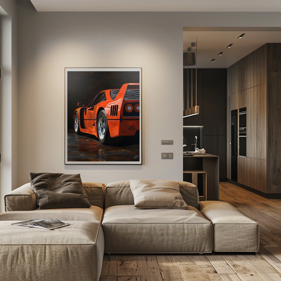 Ferrari F40 Painting, Super Car Print, Classic Ferrari Poster, F40 Oil ...