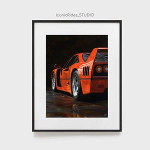 Ferrari F40 Painting, Super Car Print, Classic Ferrari Poster, F40 Oil ...