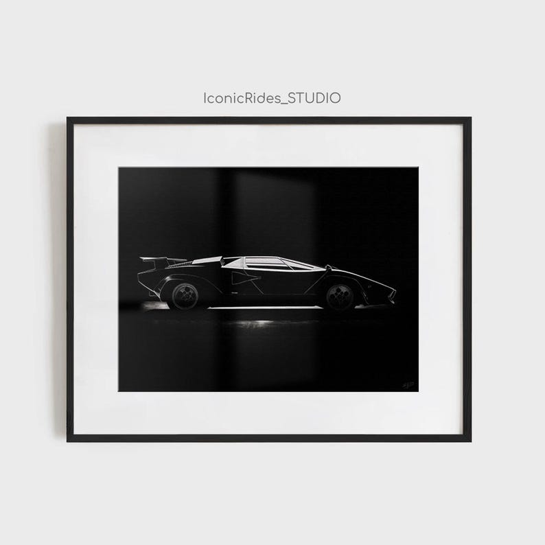 Lamborghini Countach Silhouette Painting, Automotive Poster ...