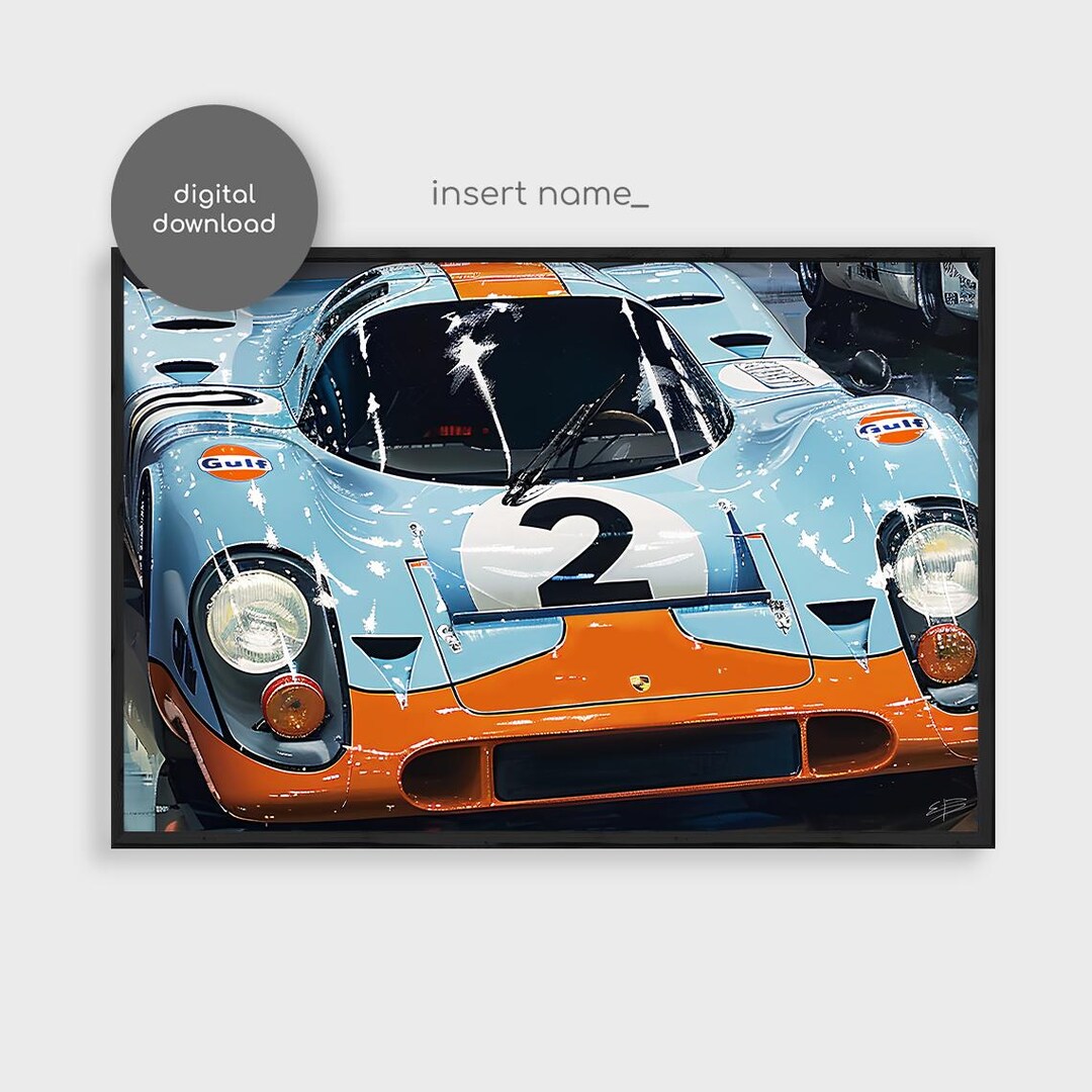 PORSCHE 917K Gulf Painting, Timeless Automotive Vintage Poster, Classic ...