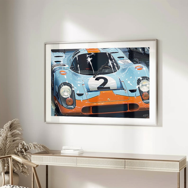 PORSCHE 917K Gulf Painting, Timeless Automotive Vintage Poster, Classic ...
