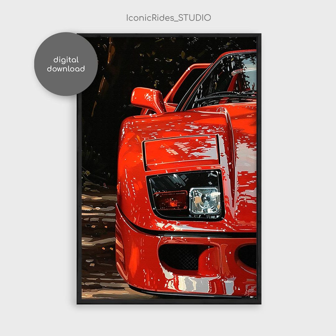 Ferrari F40 Oil Painting, Classic Ferrari Poster, F40 Art Painting ...