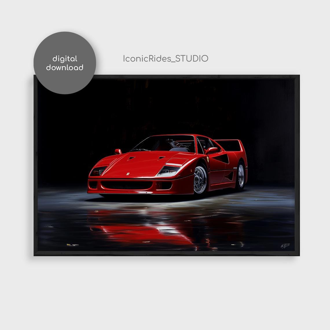 Oil Painting Ferrari F40, Automotive Timeless Poster, Ferrari Painting ...