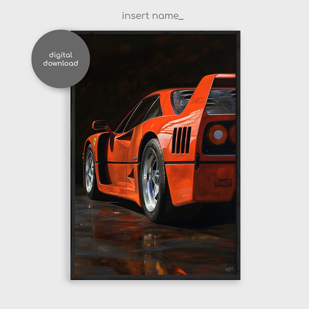 Ferrari F40 Painting, Super Car Print, Classic Ferrari Poster, F40 Oil ...