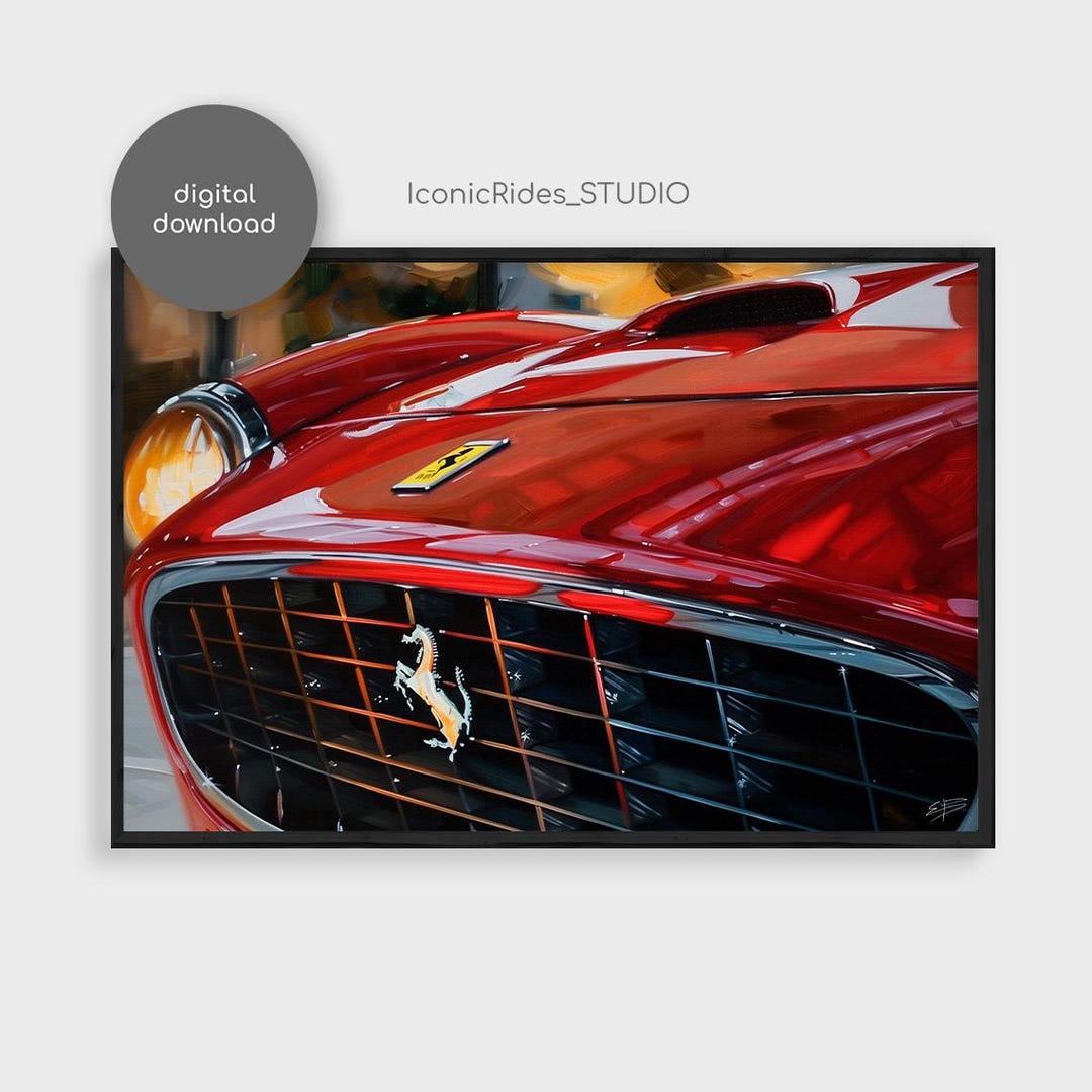 Ferrari 250 GT SWB Oil Painting: Classic Car Wall Art (digital Download ...