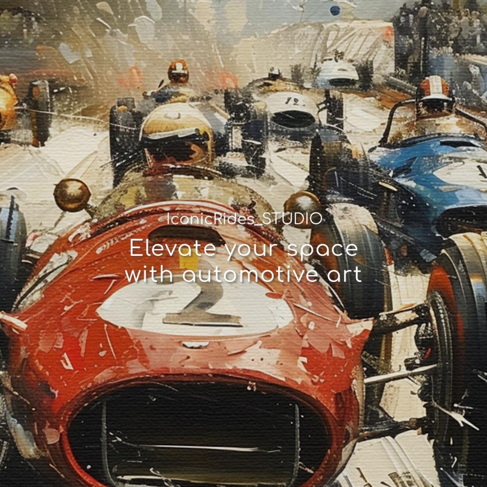 Vintage F1 Silverstone Oil Painting: Motorsport Art Print (digital ...