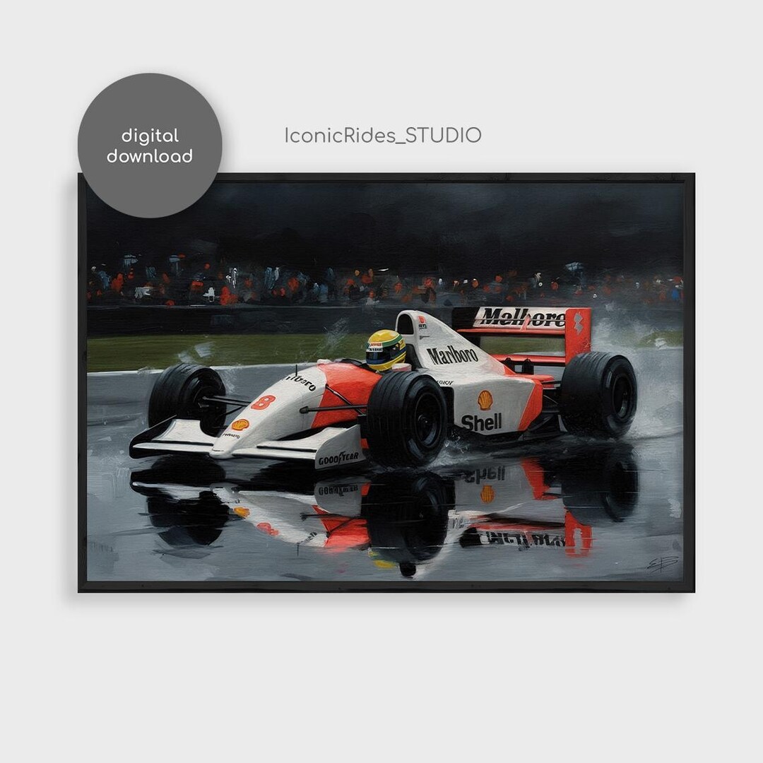 Ayrton Senna Mclaren MP4/8A Oil Painting - F1 Race Poster (digital ...